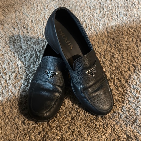 Prada | Shoes | Prada Black Leather Loafers Classic Slipon Design ...